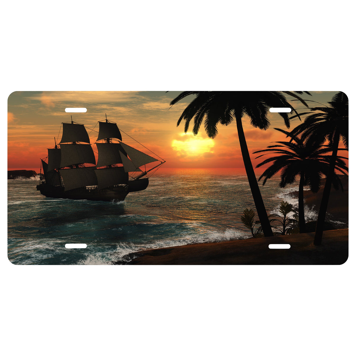 Pirate Ship "Island Oasis" Novelty Front License Plate - Caribbean - D ...